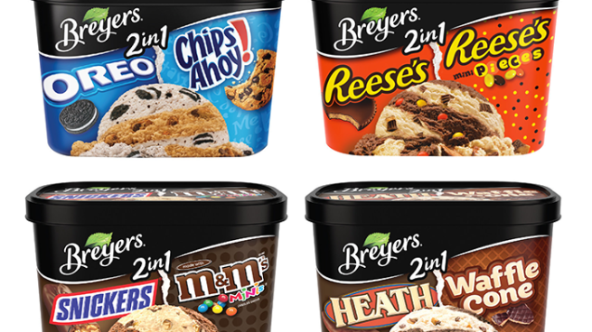 Breyers Combines Cookies Candy Pieces In 2in1 Ice Cream